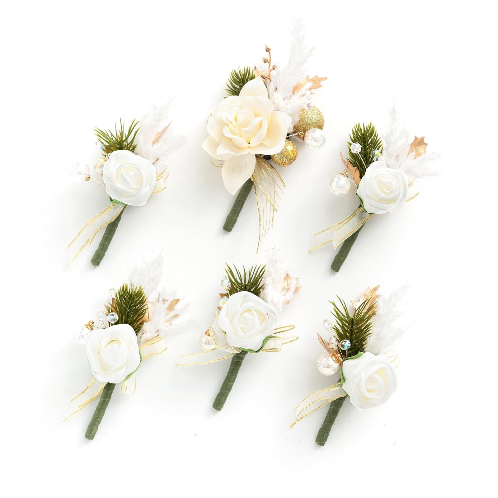 Boutonniere for Men, 6pcs Groom Groomsmen Boutonniere, Artificial ...