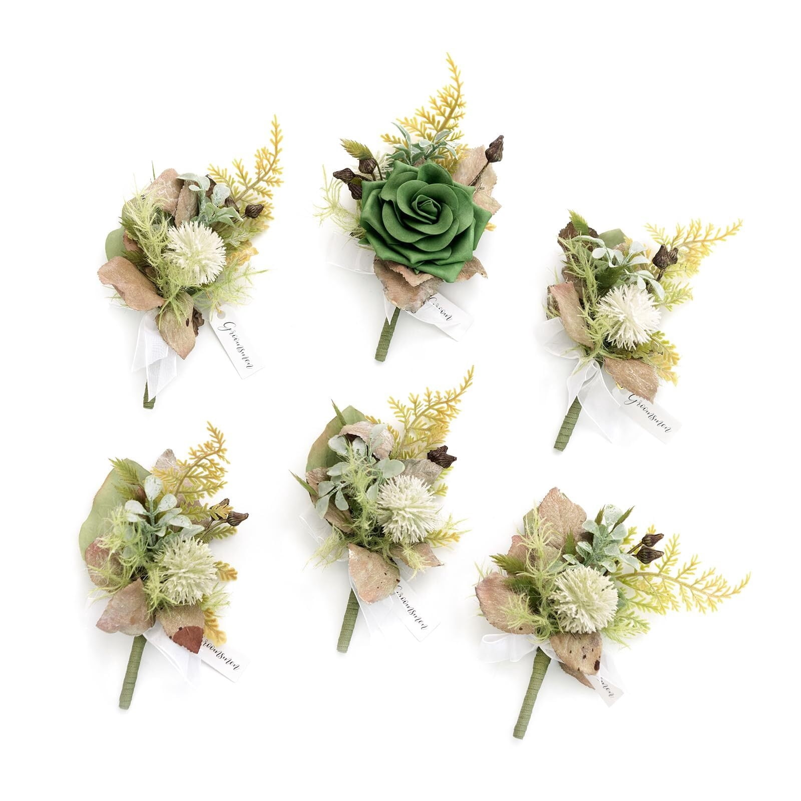 Boutonniere for Men, 6pcs Groom Groomsmen Boutonniere, Artificial ...