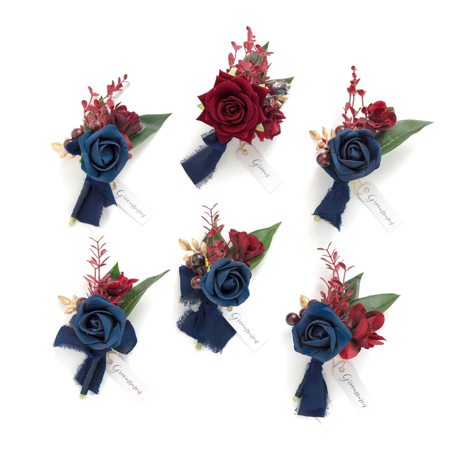 Boutonniere for Men, 6pcs Groom Groomsmen Boutonniere, Artificial ...