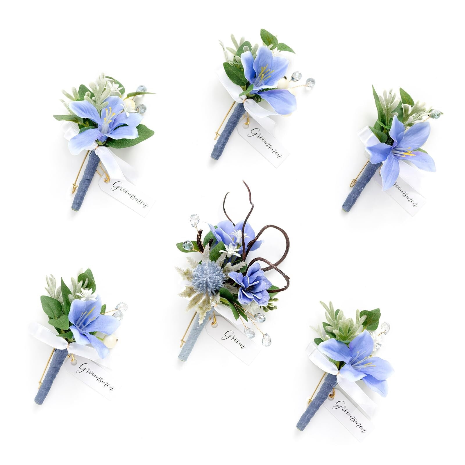 Boutonniere for Men, 6pcs Groom Groomsmen Boutonniere, Artificial ...