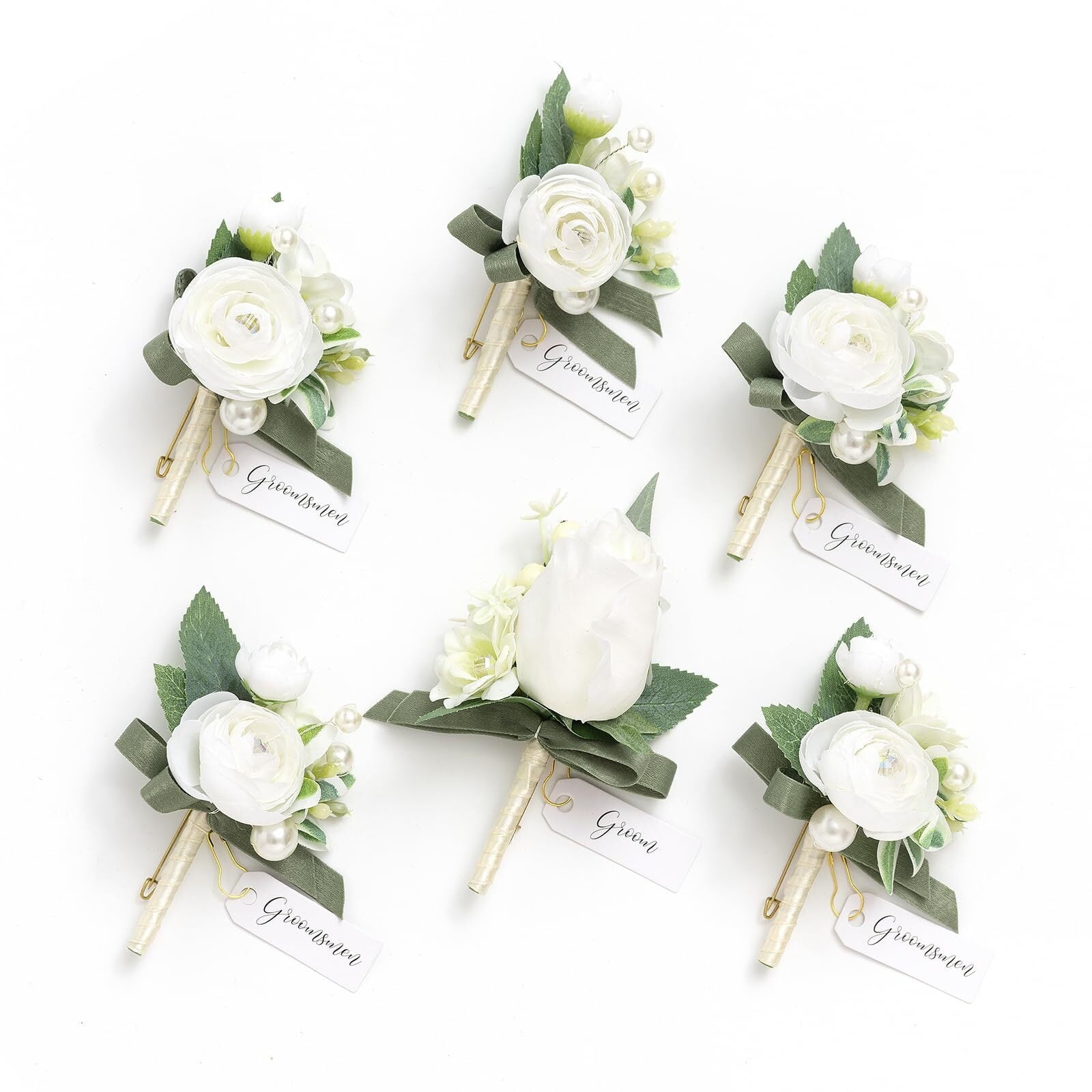 Boutonniere for Men, 6pcs Groom Groomsmen Boutonniere, Artificial ...