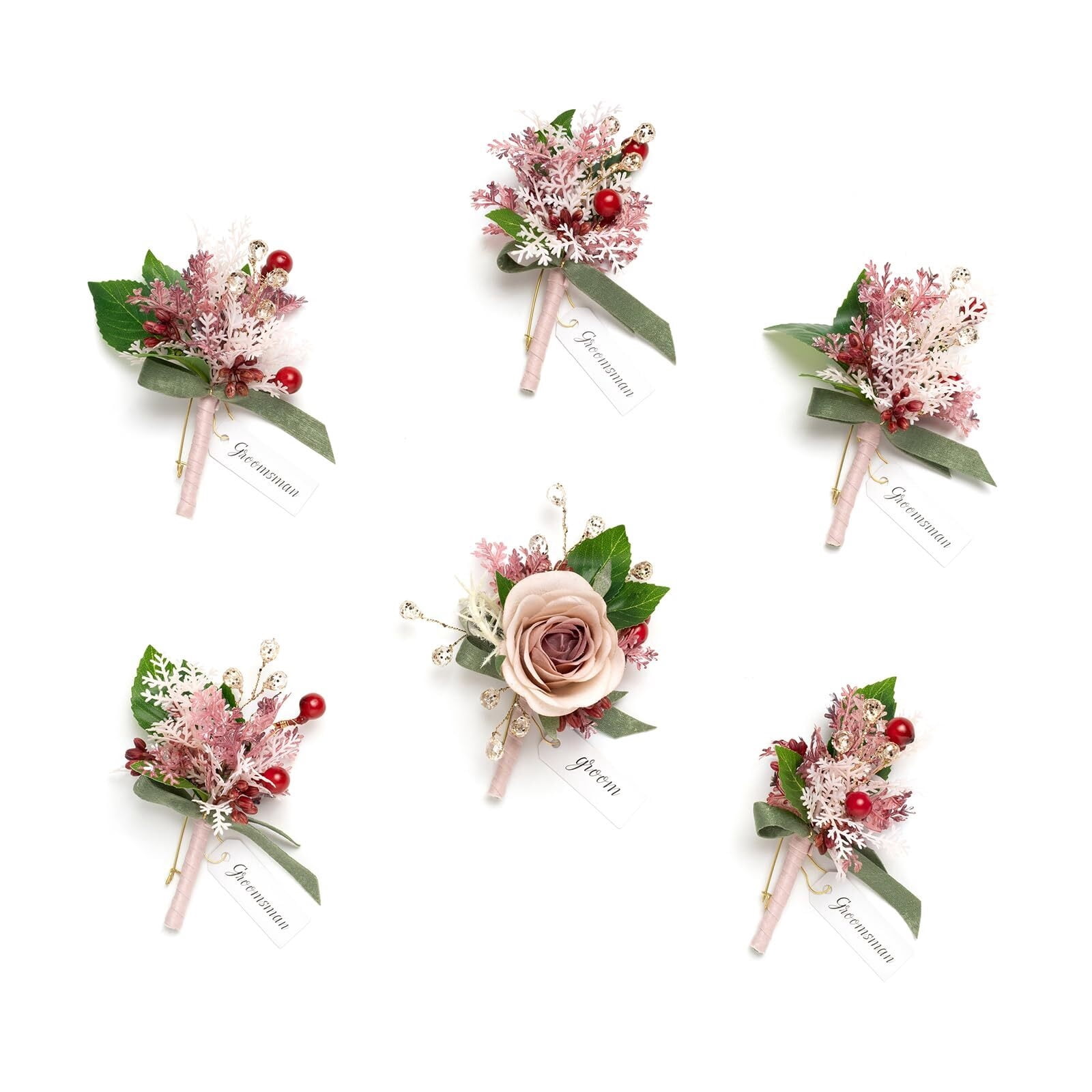 Boutonniere for Men, 6pcs Groom Groomsmen Boutonniere, Artificial ...