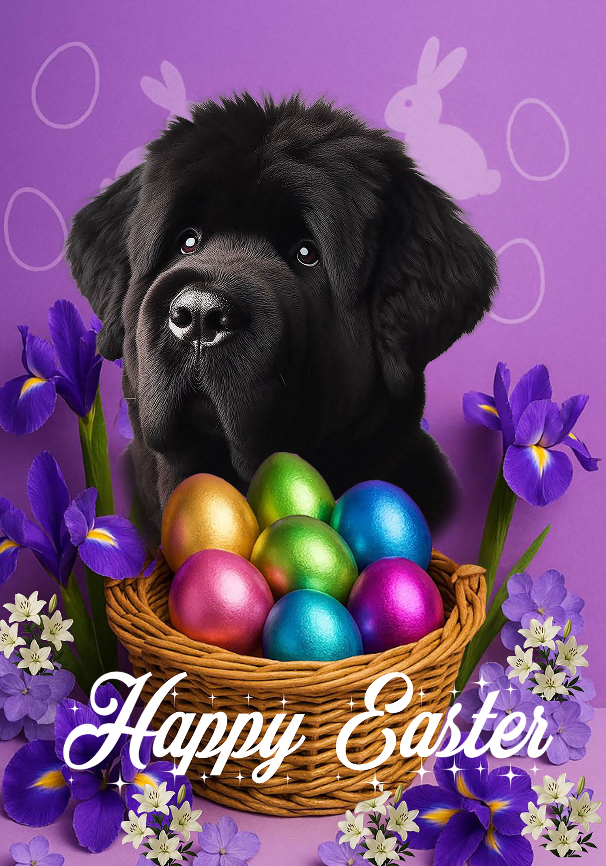 Bouvier Black - Best of Breed Easter Holiday Outdoor House Flag 28" x ...