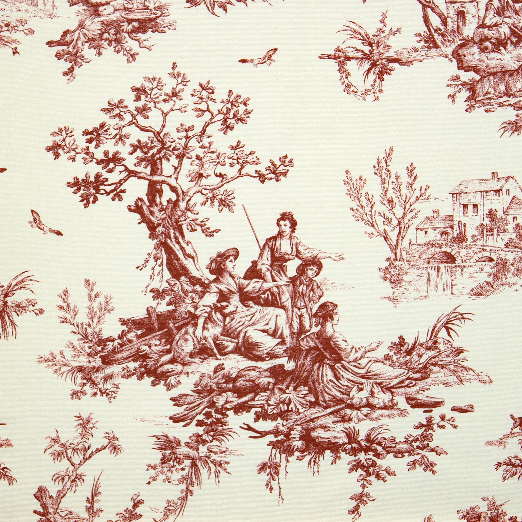 Bouvier Red Toile Fabric by the Yard - Walmart.com