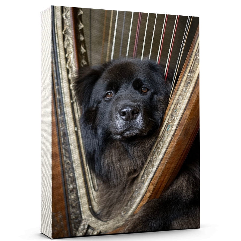 Bouvierdes Flandres Dog Playing Harp Stretched Canvas Size 8x12 ...