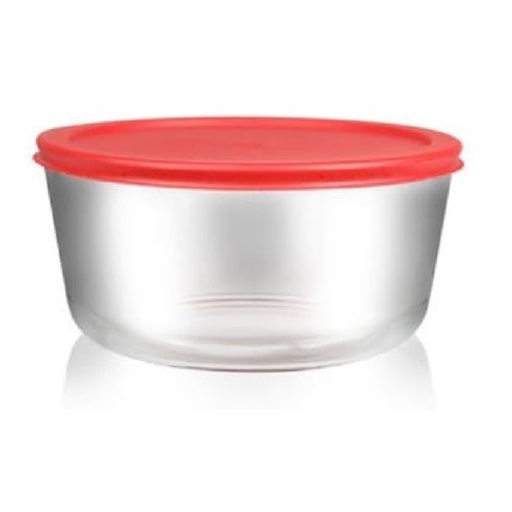 Bovado USA 7 Cup Round Glass Bake Dish Storage, Clear With Red Lid ...