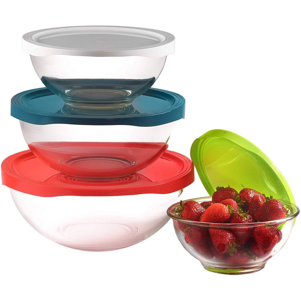Bovado USA Glass Nesting Mixing Bowl Set with Airtight Lids 1 Qt 1.5 Qt ...