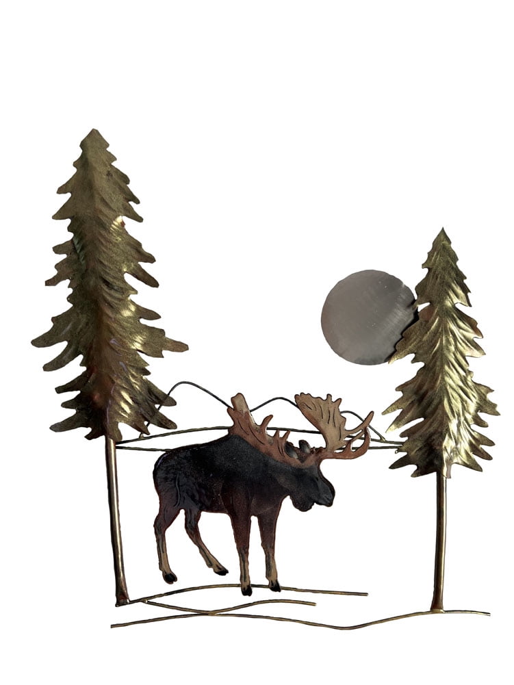 Bovano - Wall Sculpture - Moose w/ Pine Tree & Moon - Walmart.com