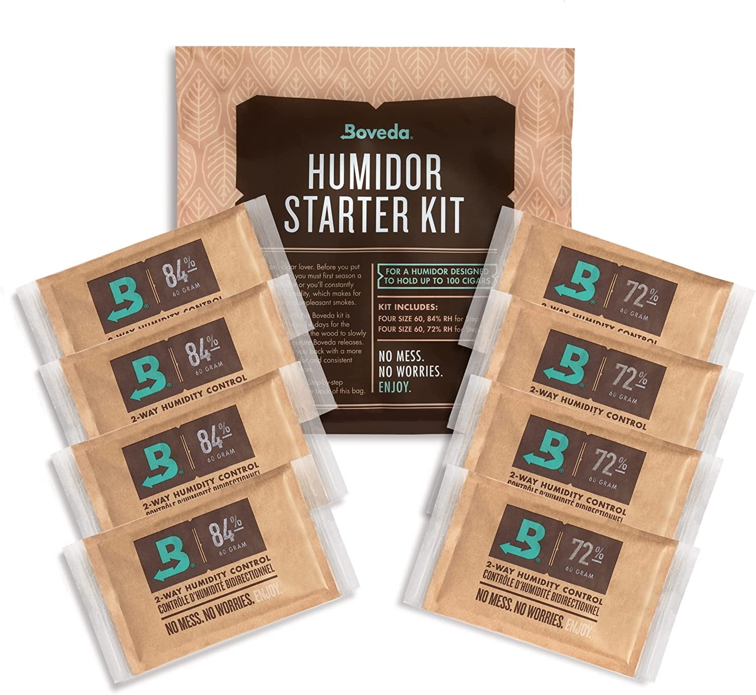 Boveda 100-Count Humidor Kit with 2-Way Humidity Control, Includes 4 ...