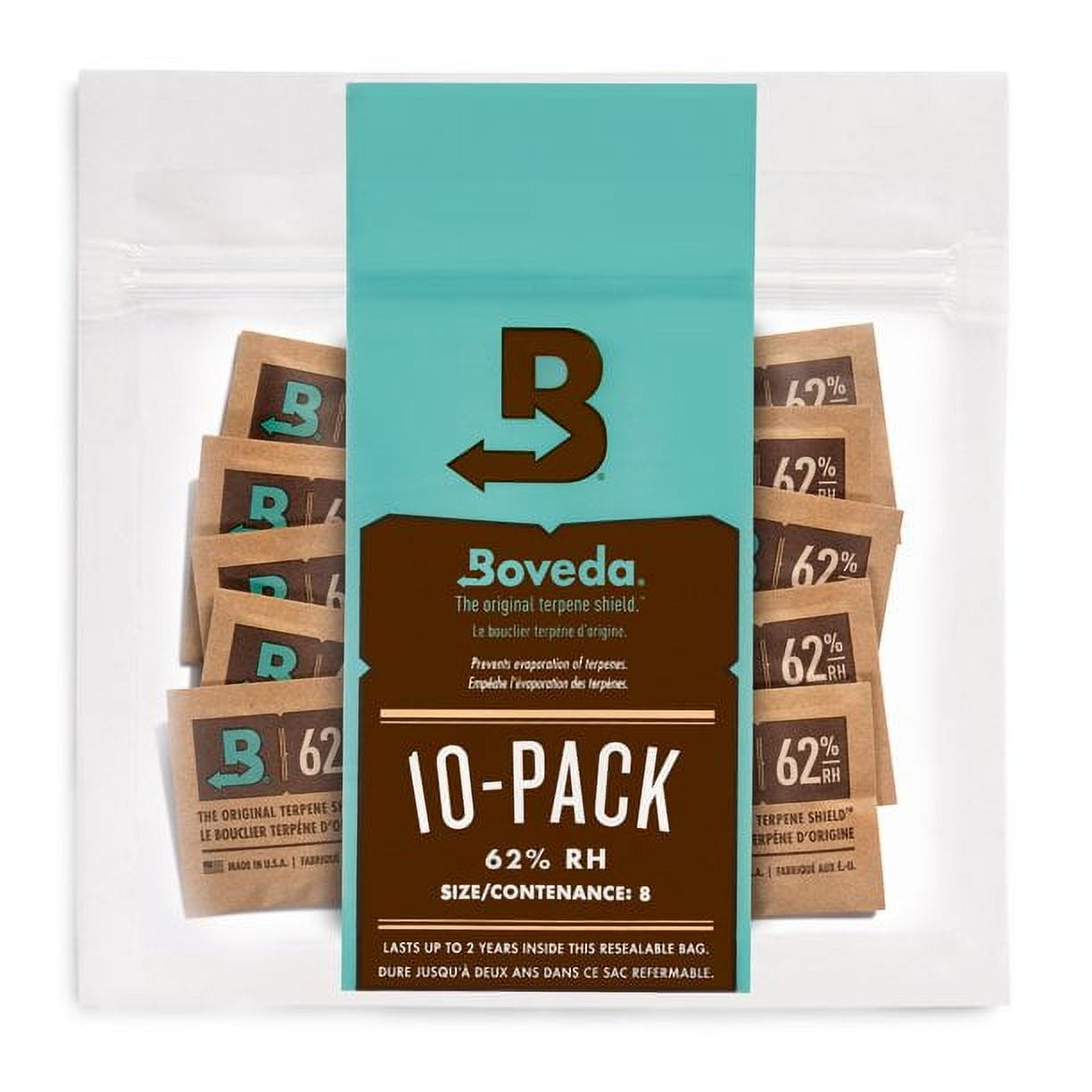 Boveda 62% RH 2-Way Humidity Control, Size 8 - Protects Up to 1 Oz (10 ...