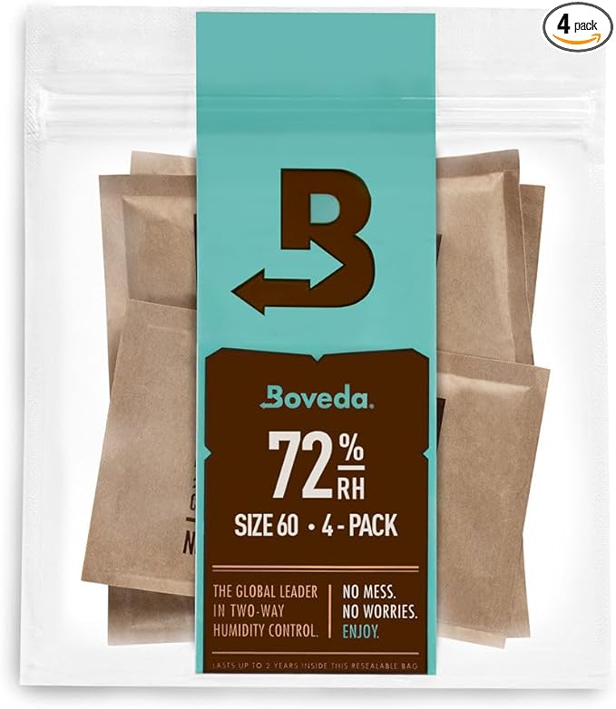 Boveda 72% Two-Way Humidity Control - Size 60 - 4 Pack Humidor Pouches ...