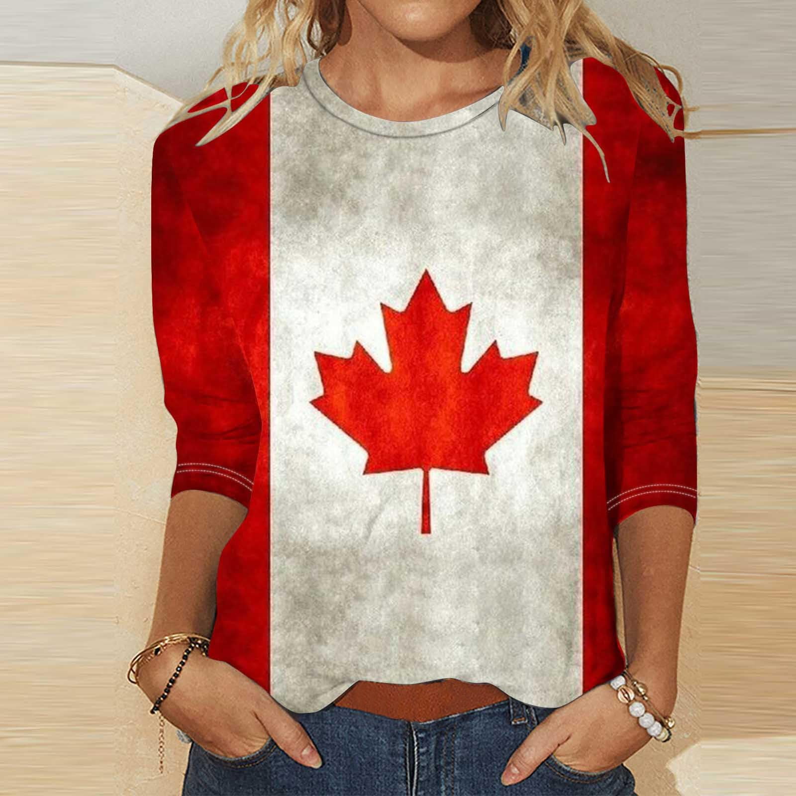 Bovemsi 2025 Women's Canada Day Maple Leaf Graphic T-Shirt - Short ...