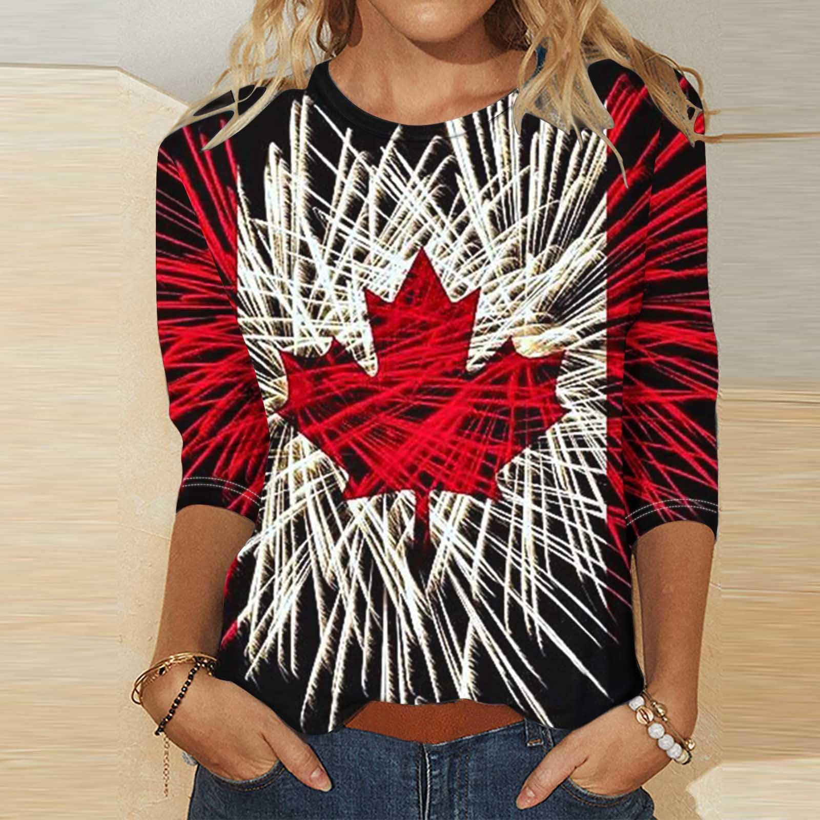 Bovemsi 2025 Women's Canada Day Maple Leaf Graphic T-Shirt - Short ...