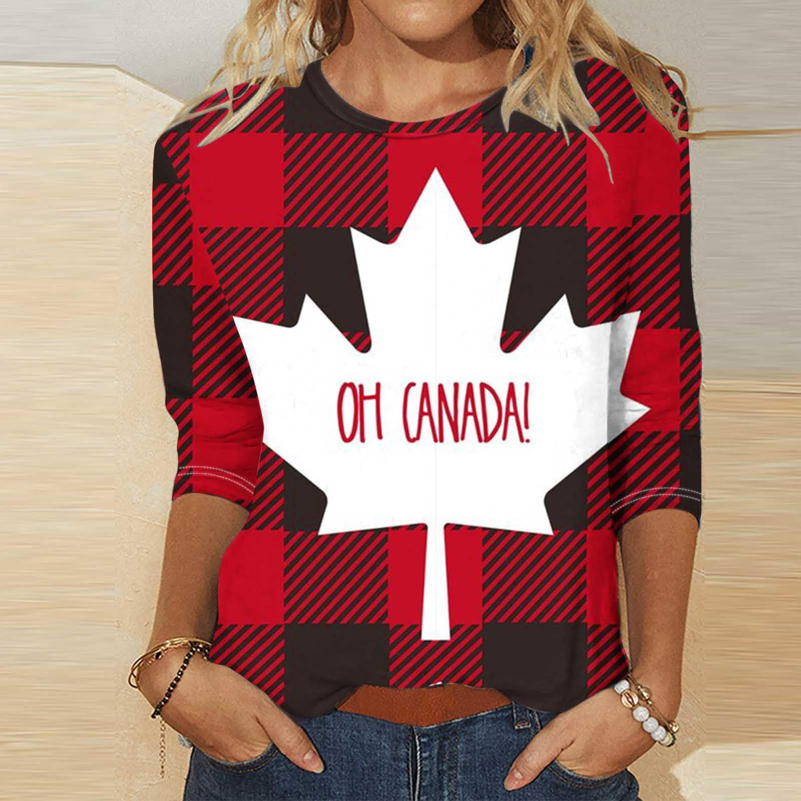 Bovemsi 2025 Women's Canada Day Maple Leaf Graphic T-Shirt - Short ...