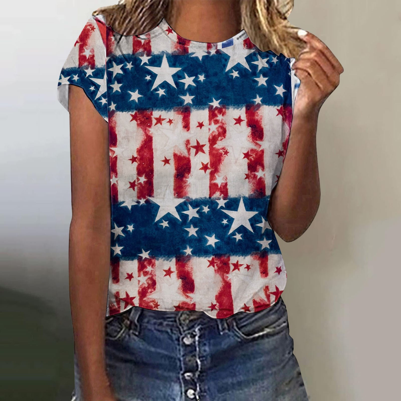 Bovemsi 4Th of July Women's Short Sleeve American Flag Graphic Tee ...