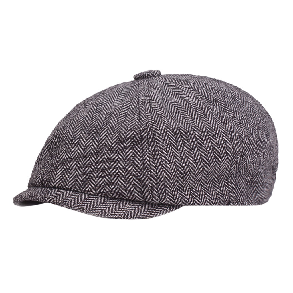 Bovemsi Beret Hats for Men Black Grey Herringbone Newsboy Baker Boy ...