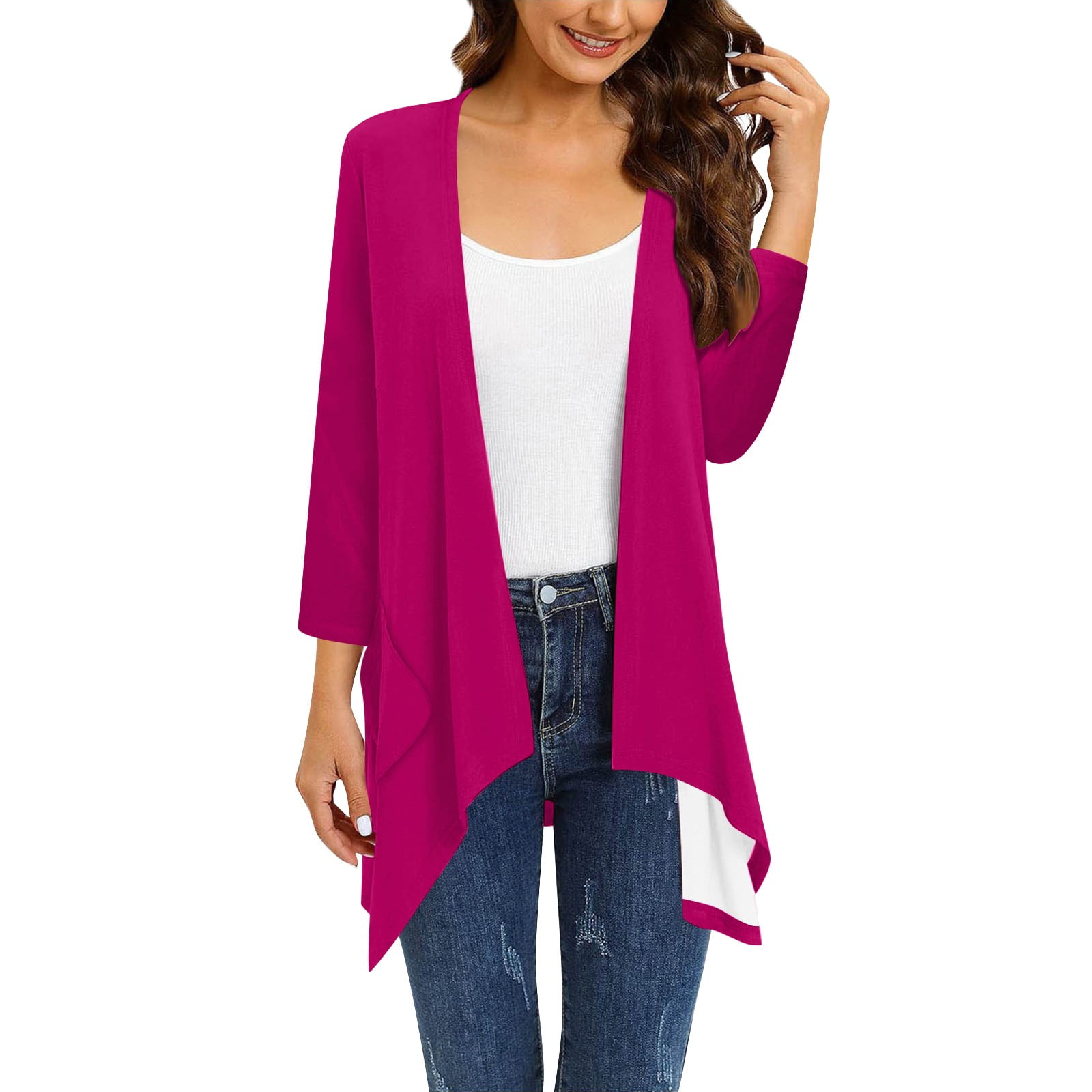 Bovemsi Cardigan Sweaters for Women Short Sleeve Cardigans Casual Drape ...