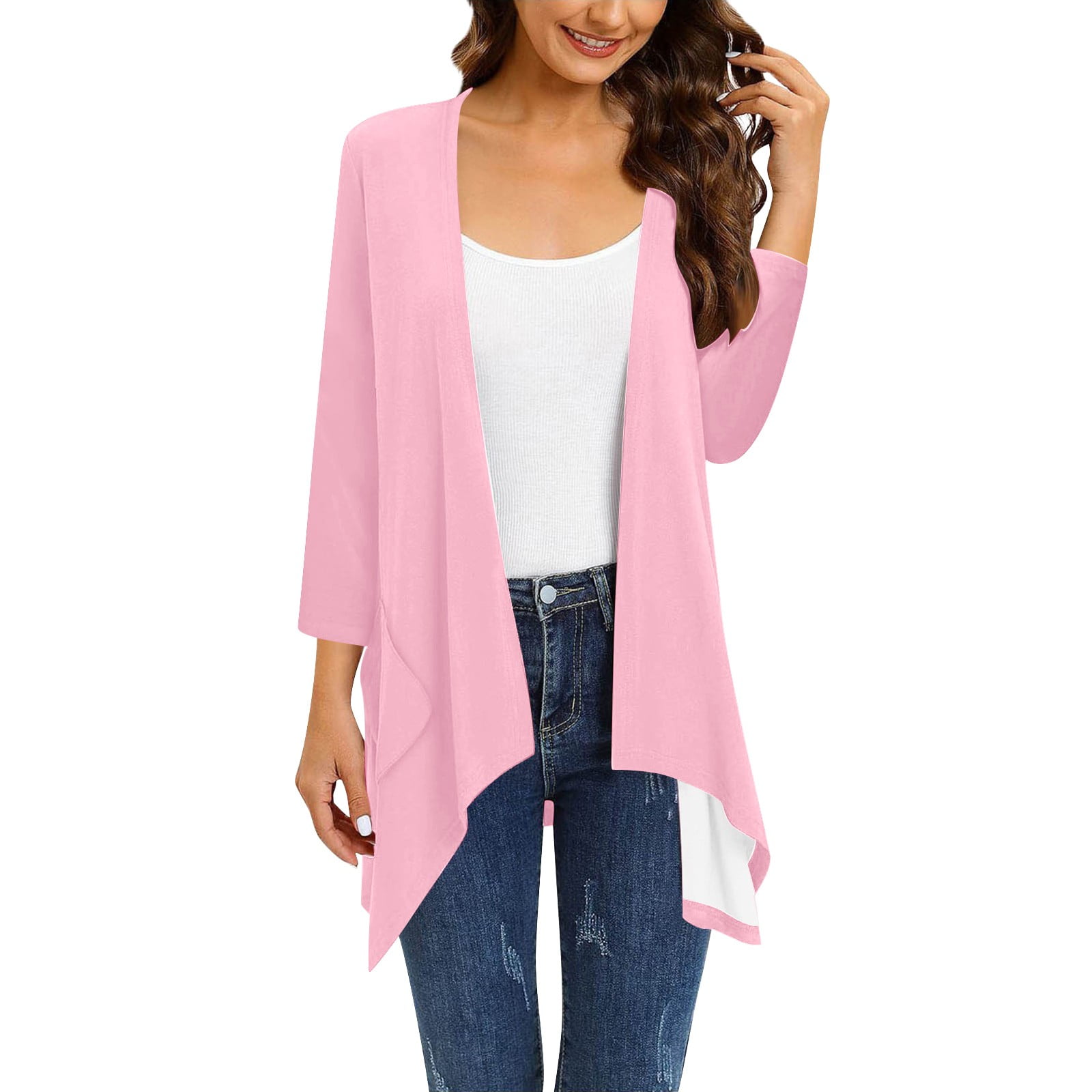 Bovemsi Cardigan Sweaters for Women Short Sleeve Cardigans Casual Drape ...