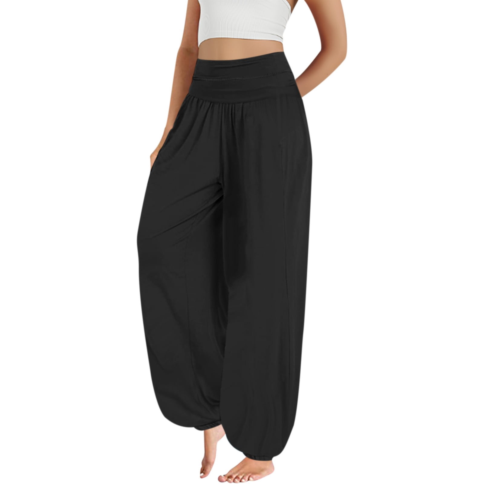 Bovemsi Casual Pants for Women Trendy Harem High Waist Yoga Plus Size ...