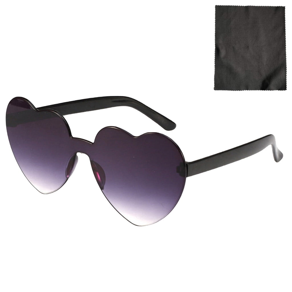 Bovemsi Ladies' Sun Shade Sunglasses Heart Shaped Rimless Transparent ...