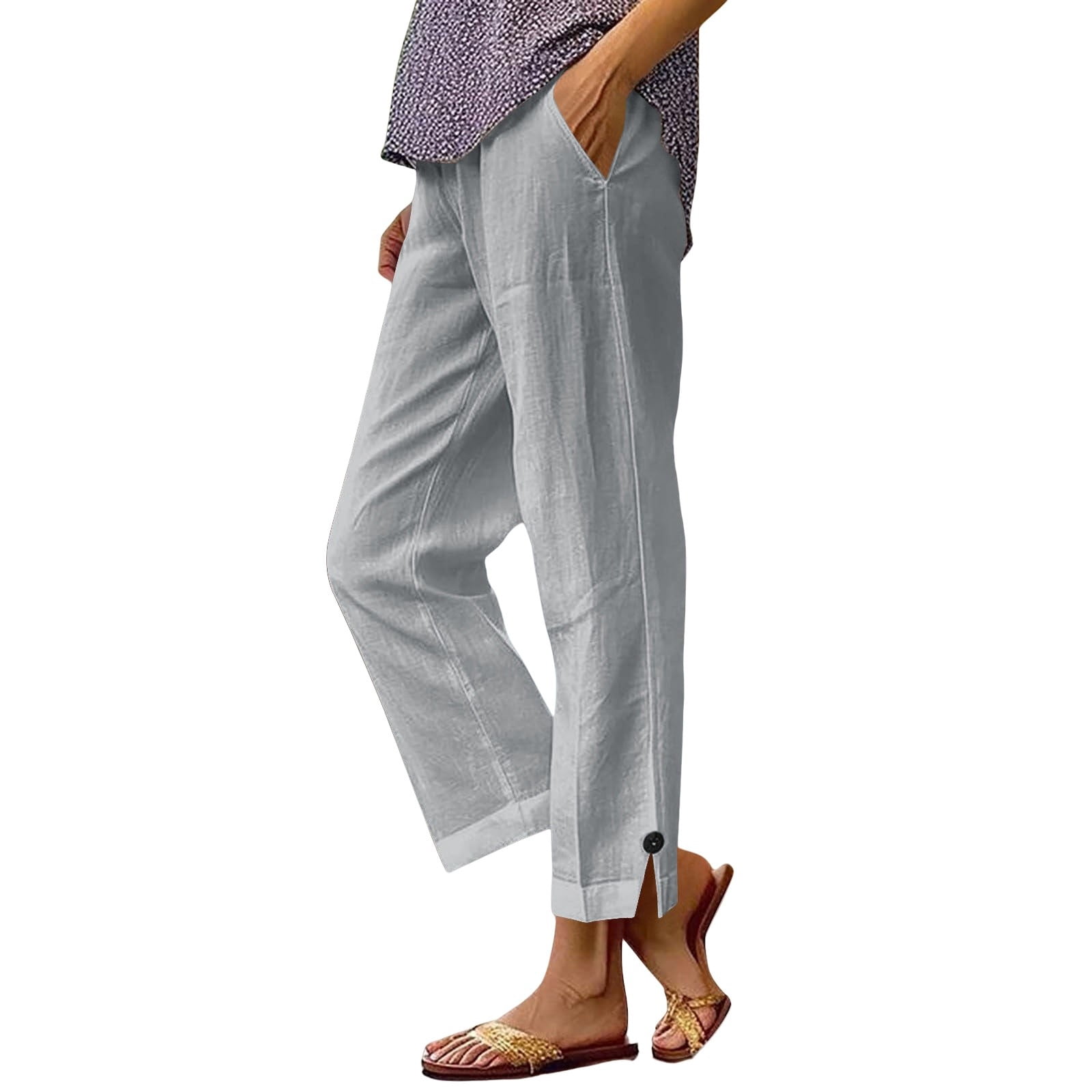 Bovemsi Linen Pants Women Linen Cropped Pants For Seniors Clothing ...