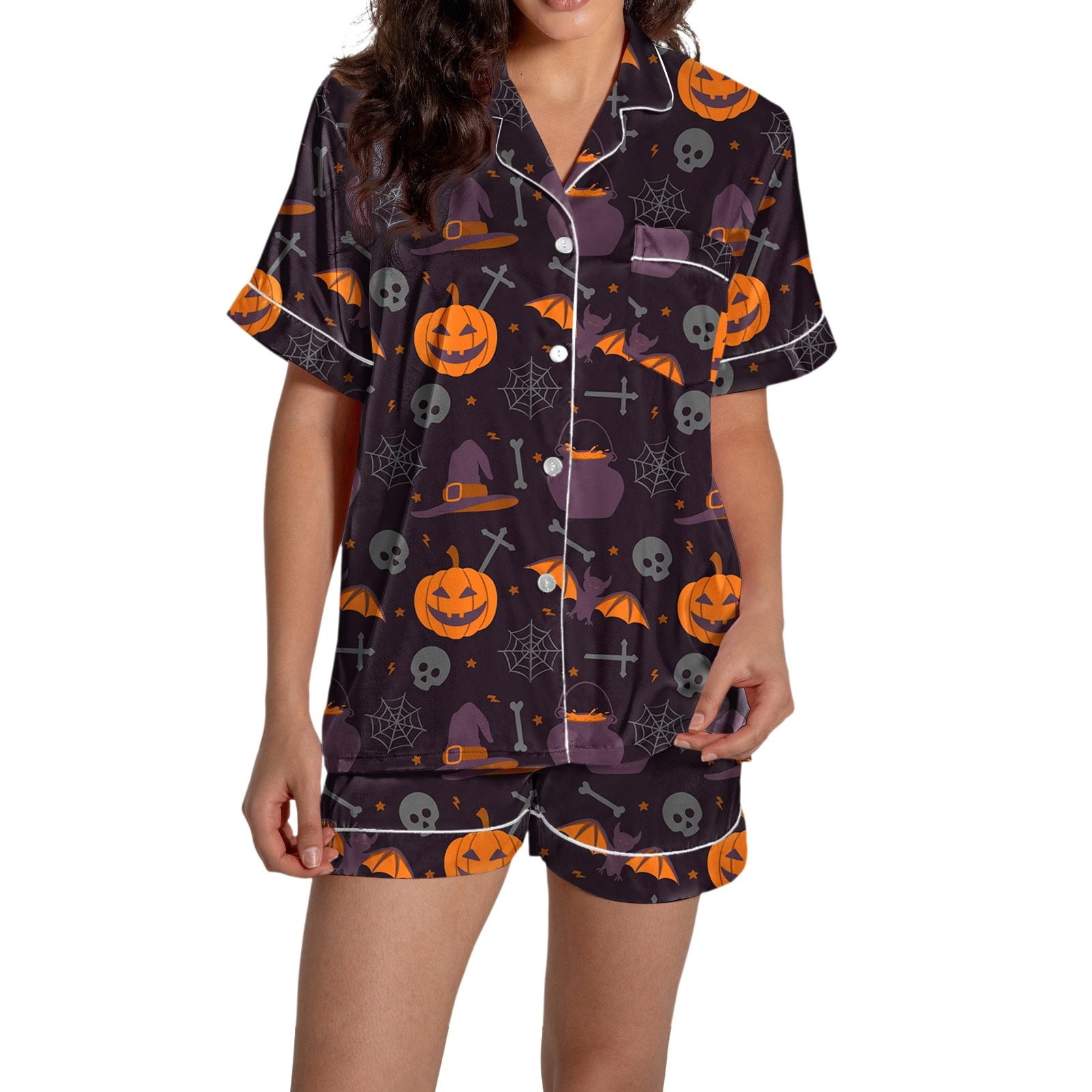 Bovemsi Pajamas for Women Set Nightwear Graphic Printed Satin Cute ...