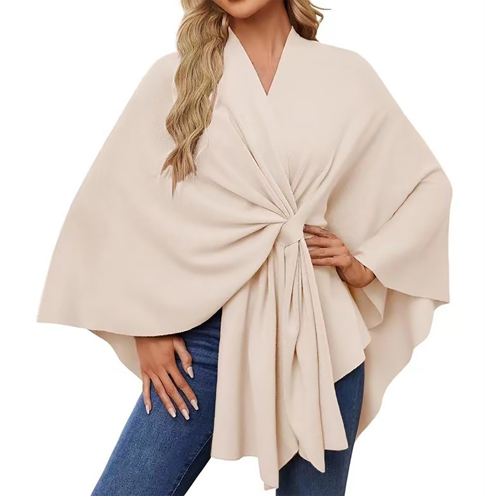 Bovemsi Shawl Wraps for Women Elegant Soft Open Front Poncho Sweater ...