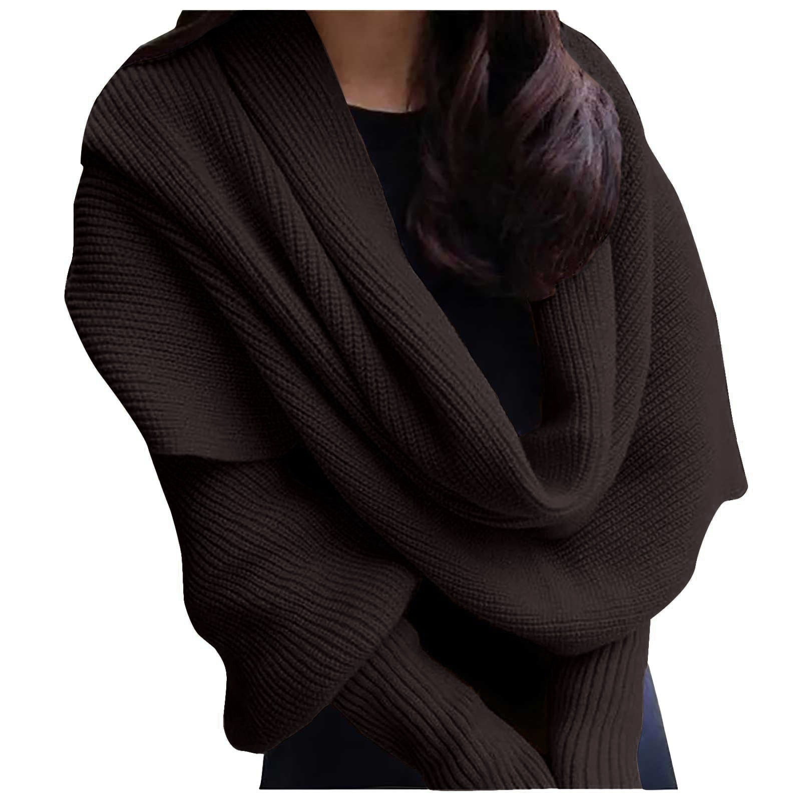 Bovemsi Shawl Wraps for Women Utrum Knitted Cable Wrap Cropped Sweater ...