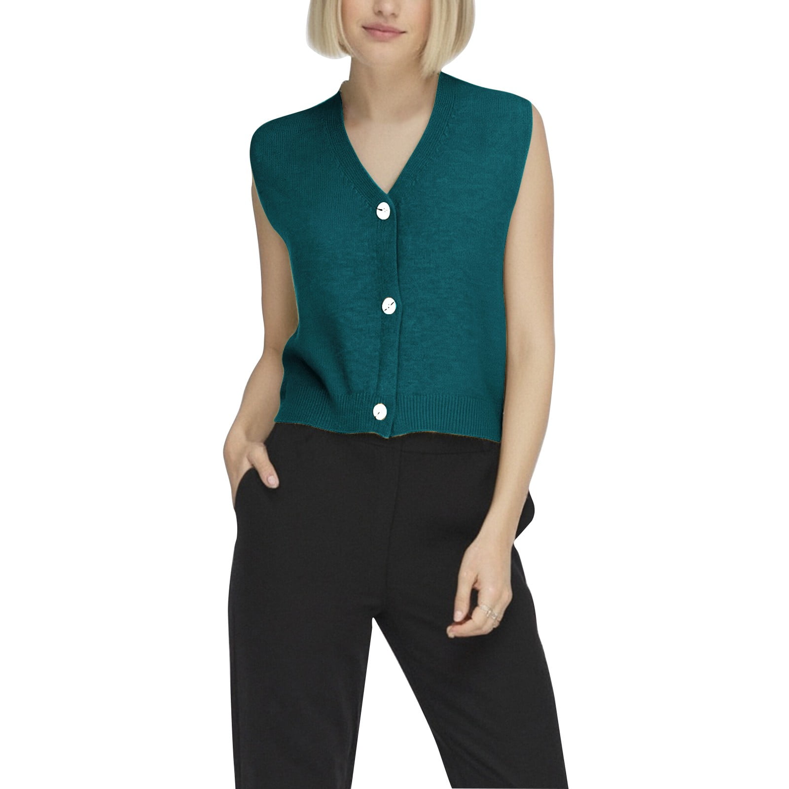 Bovemsi Short Sleeve Cardigans for Women Lady's Sleeveless Crop Knit ...