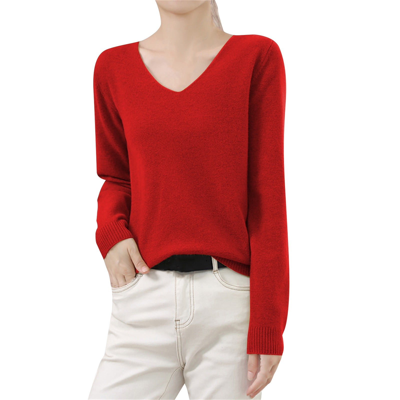 Bovemsi Sweaters for Women Cozy Women's Winter Knitted Sweater Low Neck ...