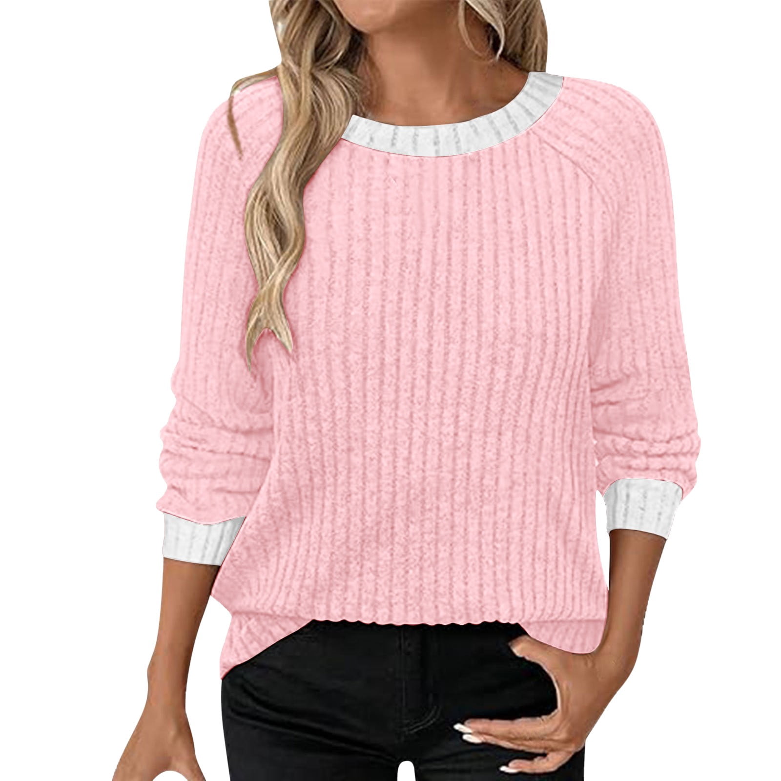 Bovemsi Sweaters for Women Women's Autumn Long Sleeved V Neck Solid ...