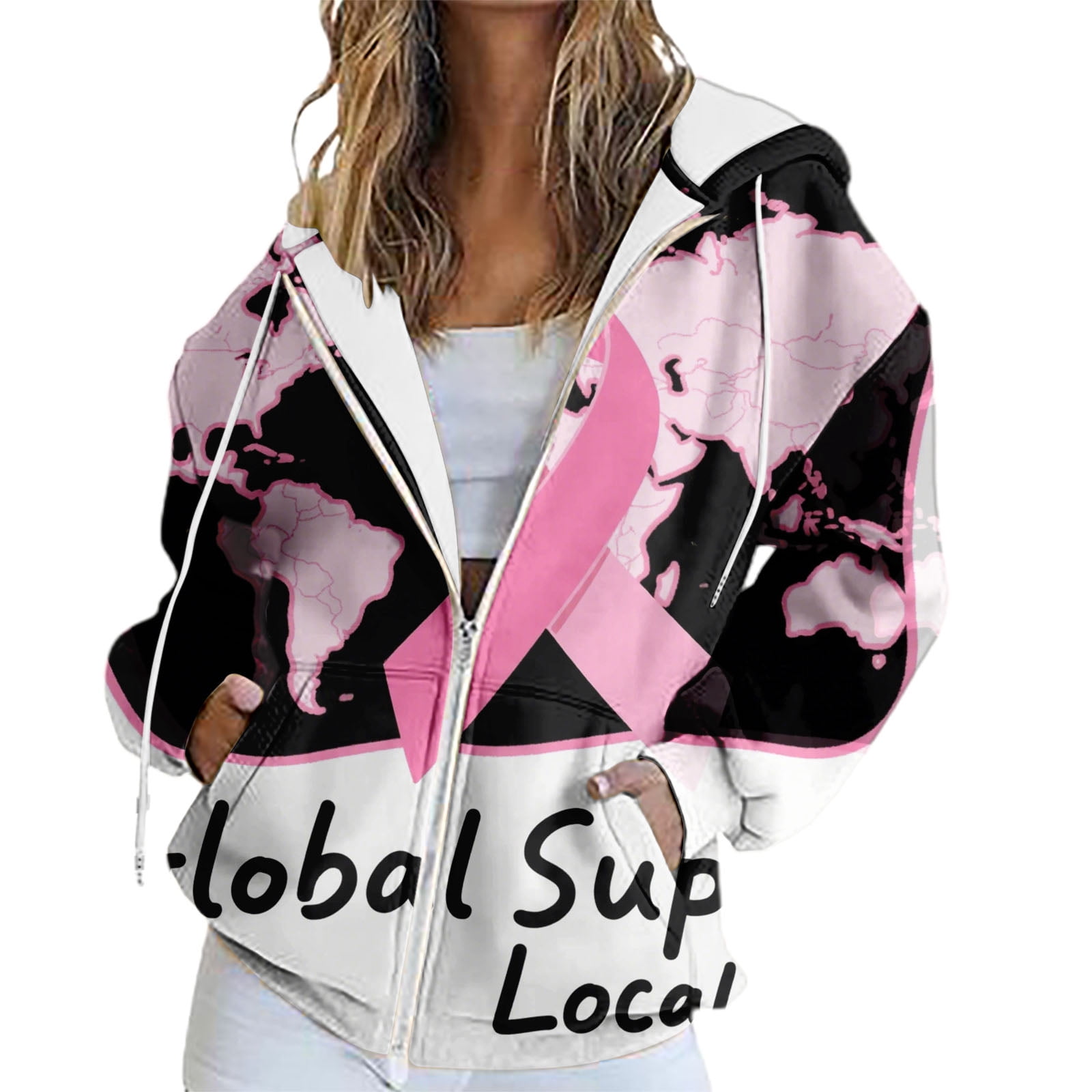 Bovemsi Sweatshirt for Women Comfy For A Cause: Breast Cancer Casual ...