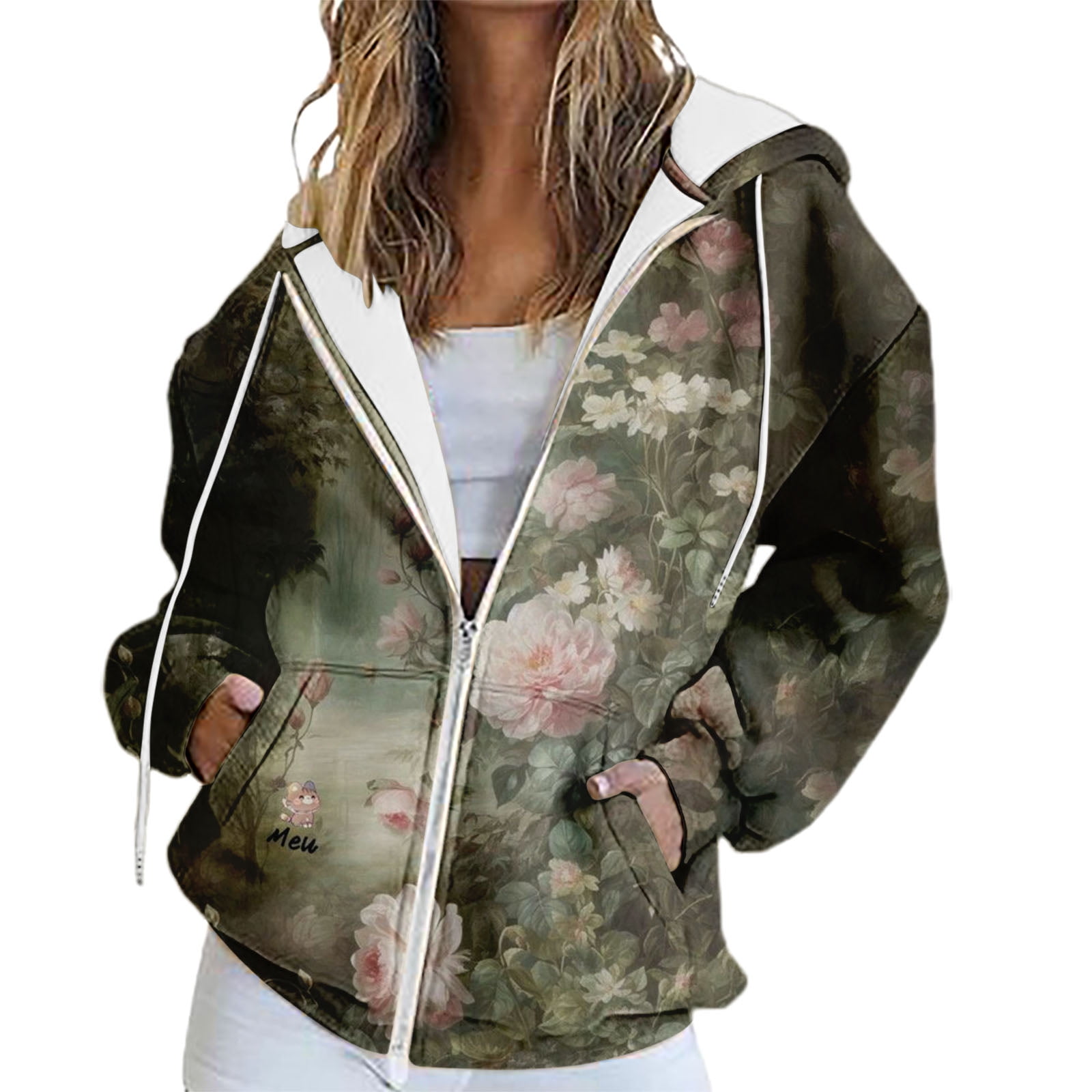 Bovemsi Sweatshirt for Women Solid Loose Jacket Long Sleeve Irregular ...
