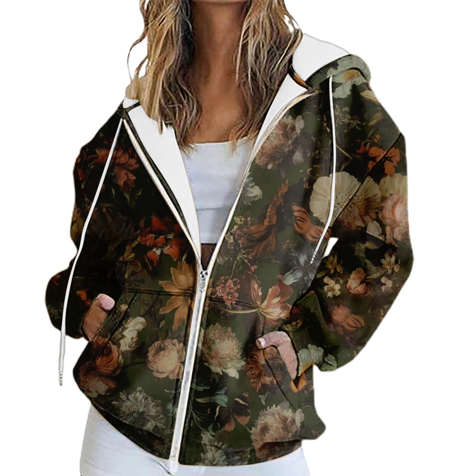Bovemsi Sweatshirt for Women Solid Loose Jacket Long Sleeve Irregular ...