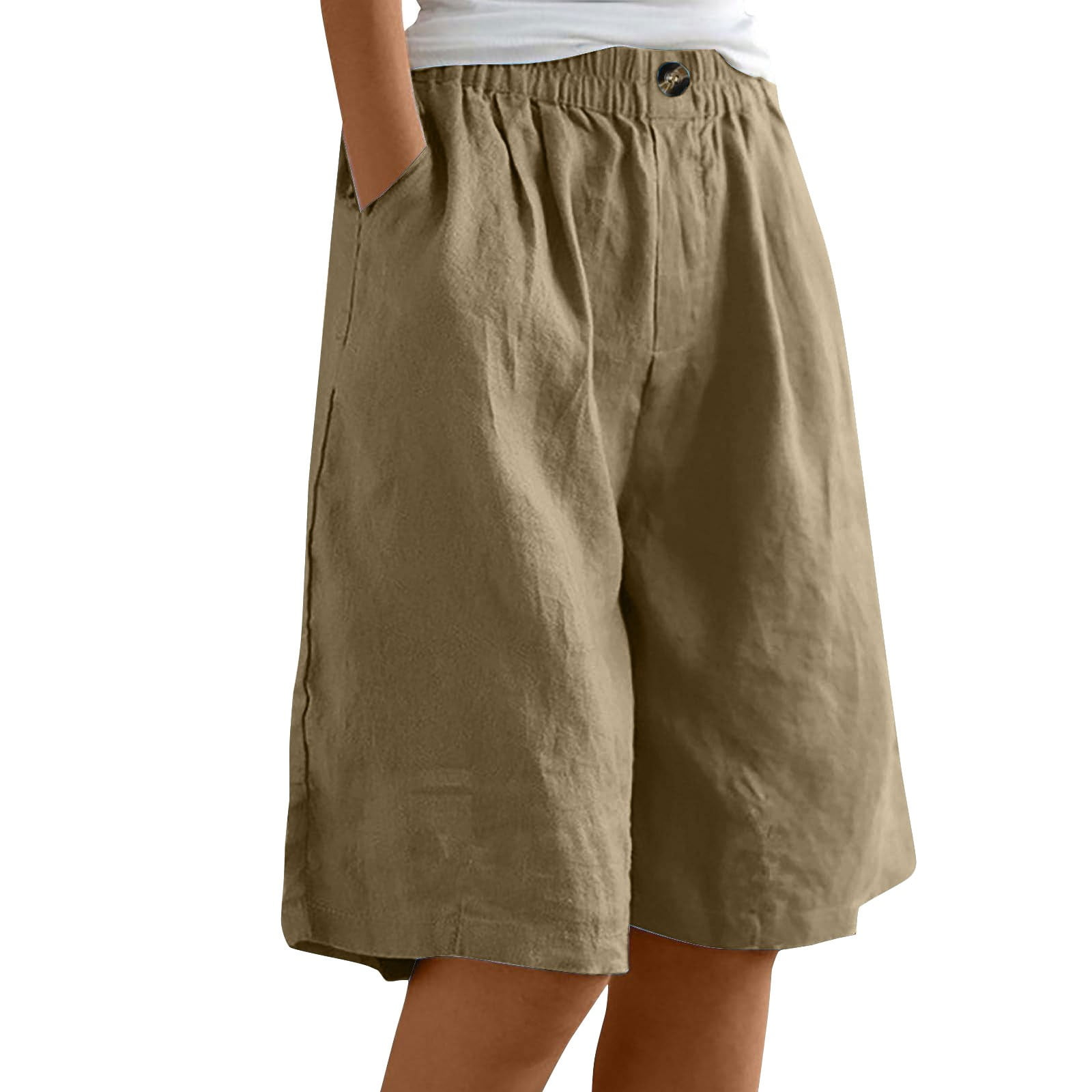 Bovemsi Thigh Society Cooling Shorts for Women Cotton Linen Loose Fit ...