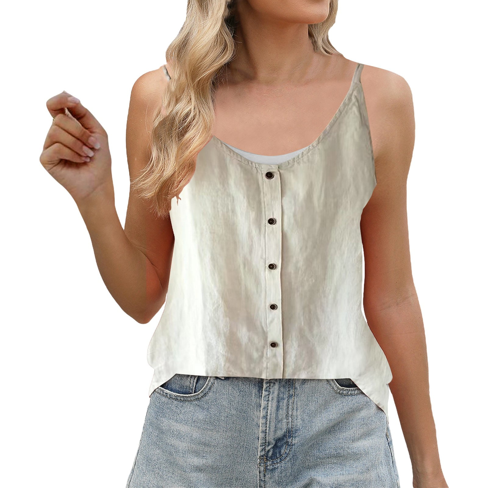 Bovemsi Women's 2025 Summer Cotton Linen Camisole - Spaghetti Strap ...