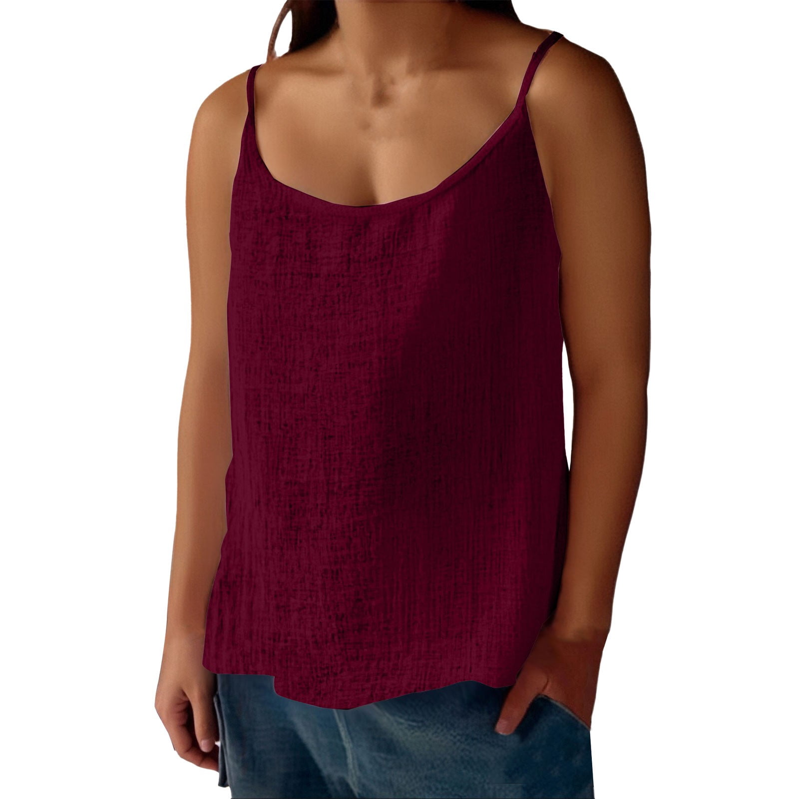 Bovemsi Women's 2025 Summer Cotton Linen Camisole - Spaghetti Strap ...