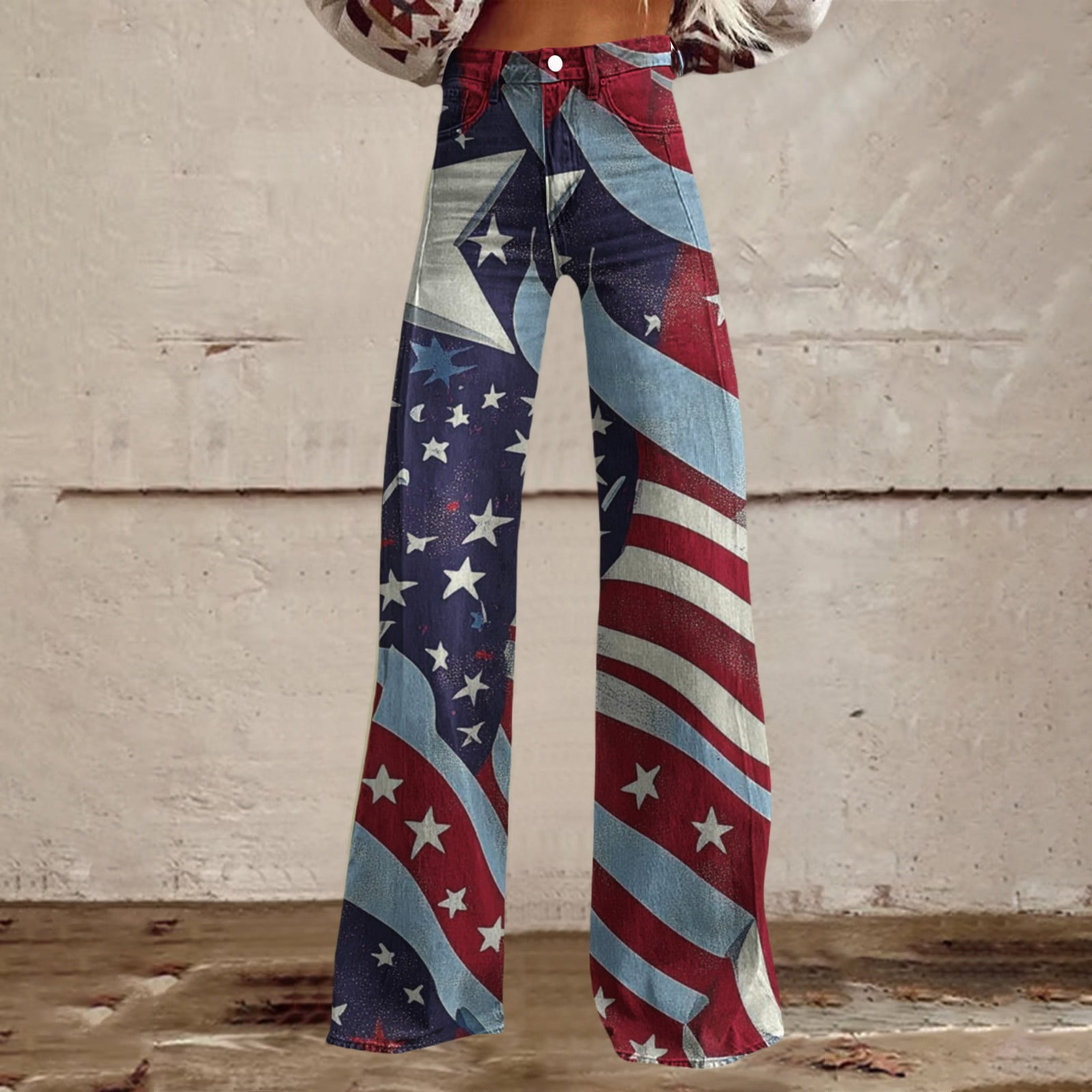 Bovemsi Women's Independence Day High Waist Wide Leg Pants - Elastic ...
