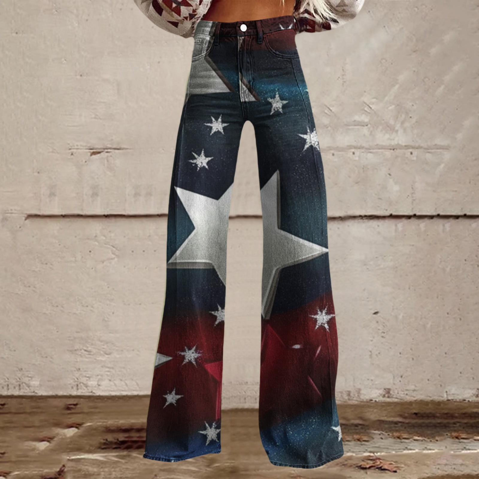Bovemsi Women's Independence Day High Waist Wide Leg Pants - Elastic ...