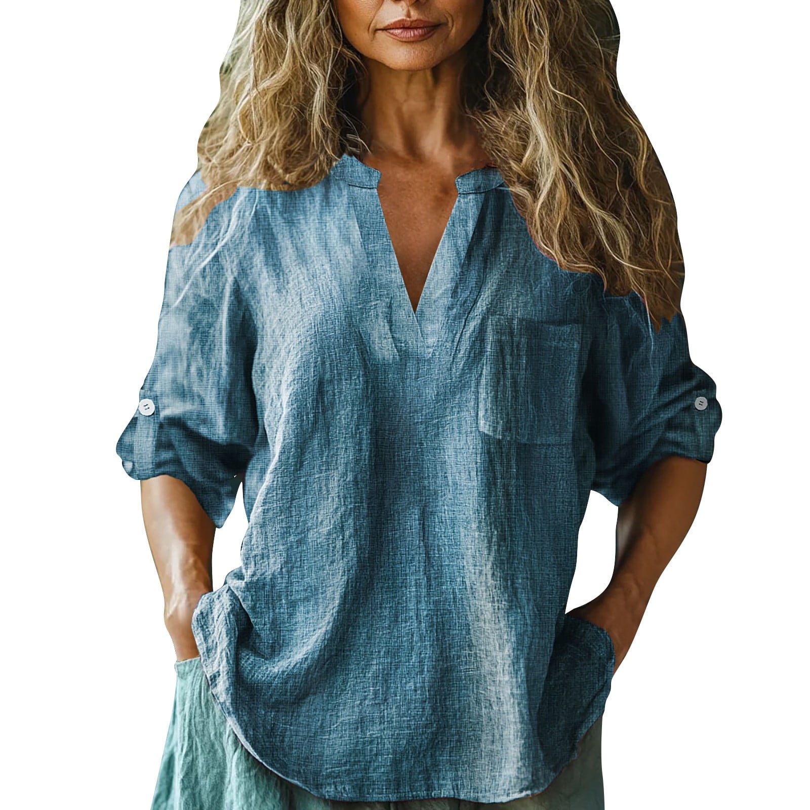 Bovemsi Women's Long Sleeve Tops Baggy Cotton Linen Stylish Print ...