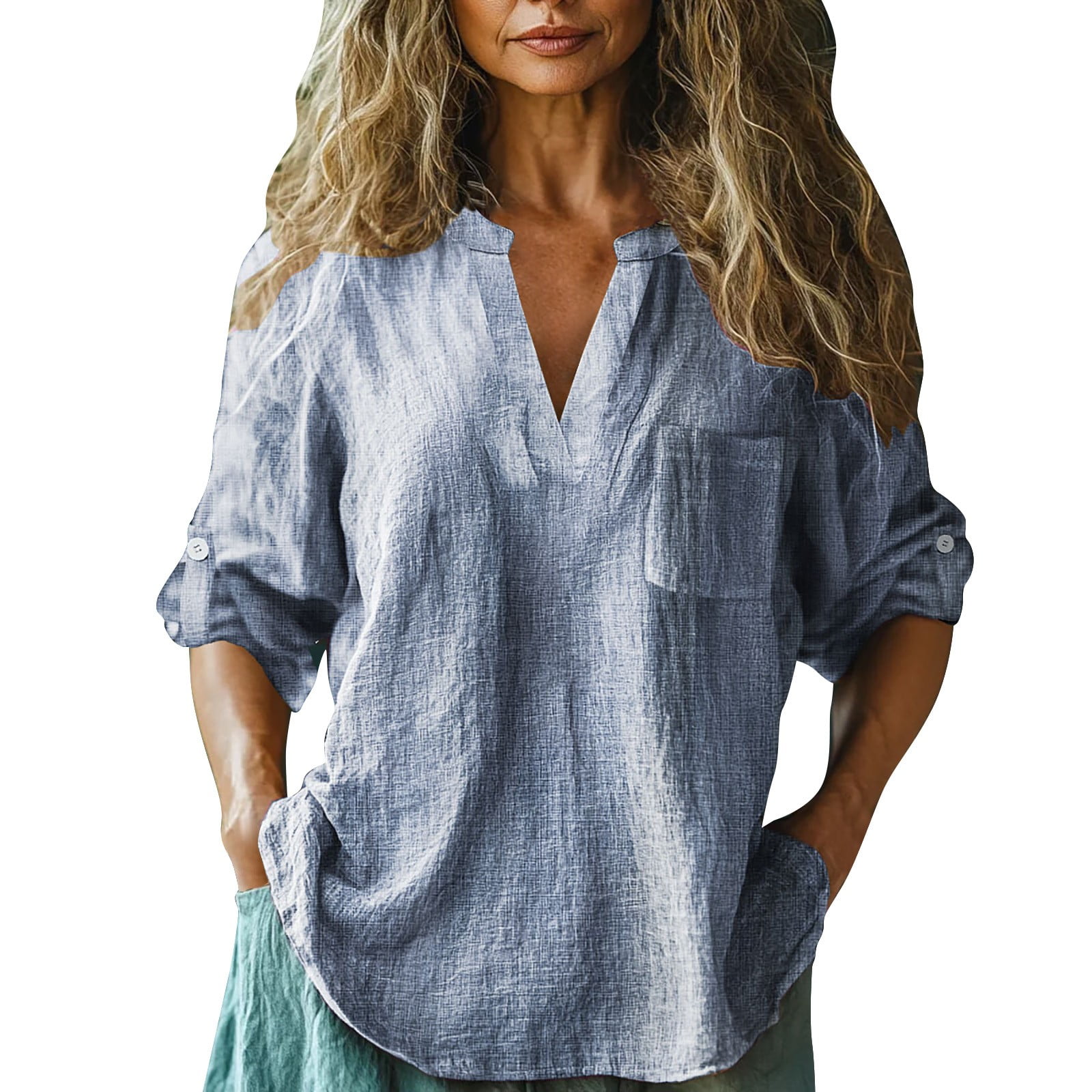 Bovemsi Women's Long Sleeve Tops Baggy Cotton Linen Stylish Print ...