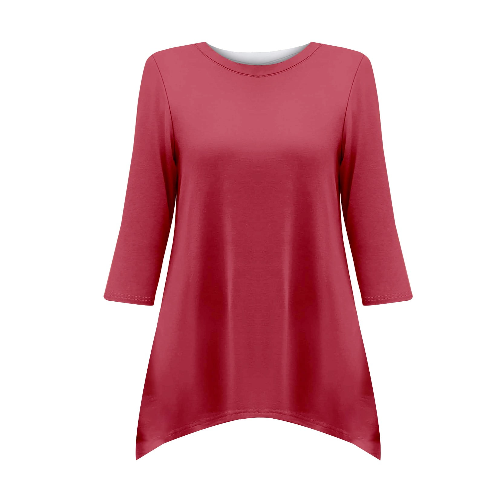 Bovemsi Women's Long Sleeve Tops Casual Loose Round Neck Mid Length ...
