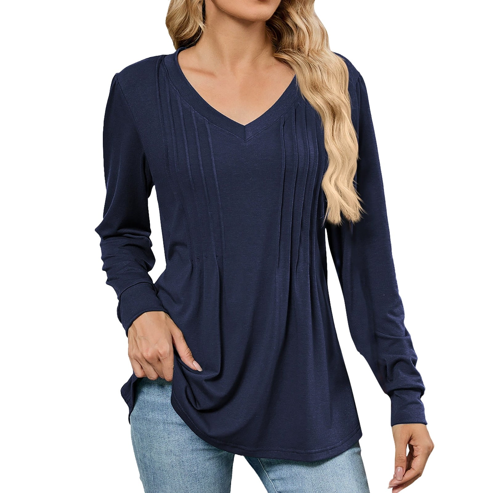 Bovemsi Women's Long Sleeve Tops Ladies' Fashionable Casual Solid Color ...