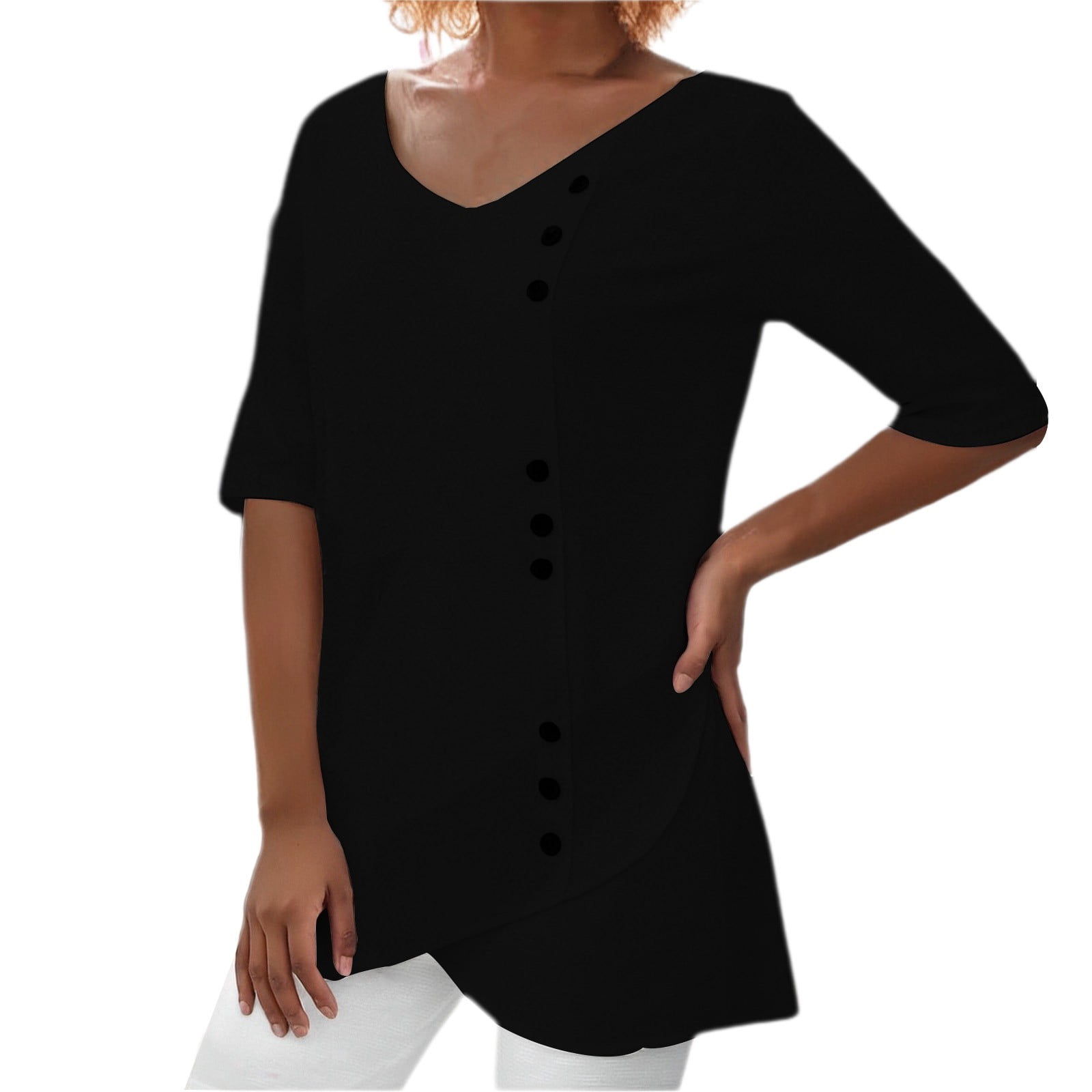 Bovemsi Women's Long Sleeve Tops Spring Summer V Neck Tie Button ...