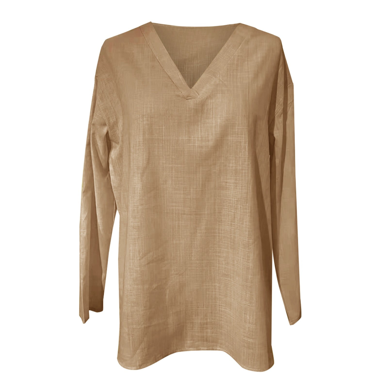 Bovemsi Women's Long Sleeve Tops V Neck Casual Loose Large Size Cotton ...