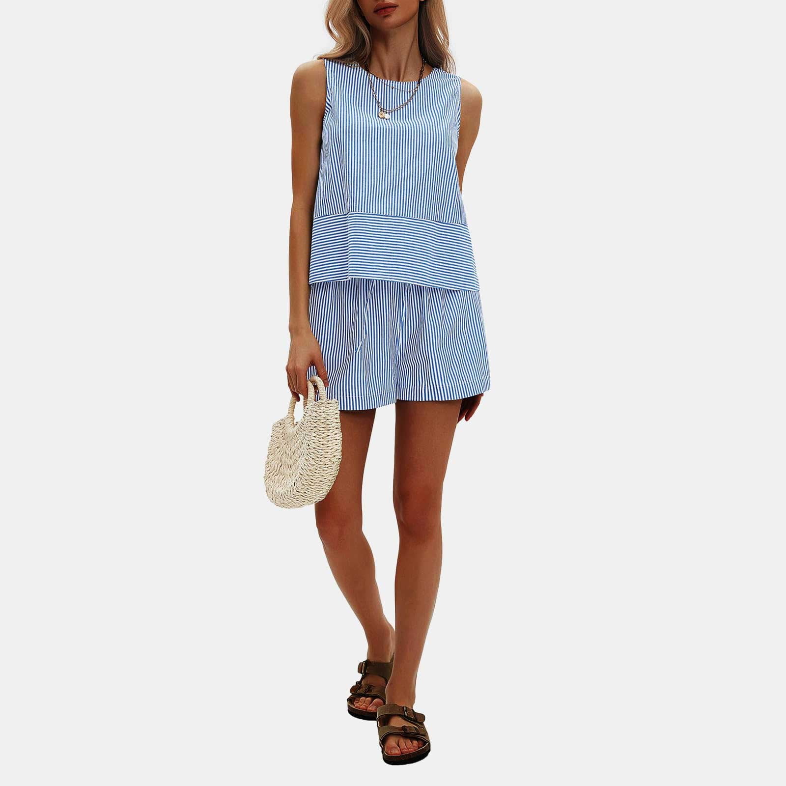 Bovemsi Women's Summer 2 Piece Outfits Sleeveless Tank Top Matching ...