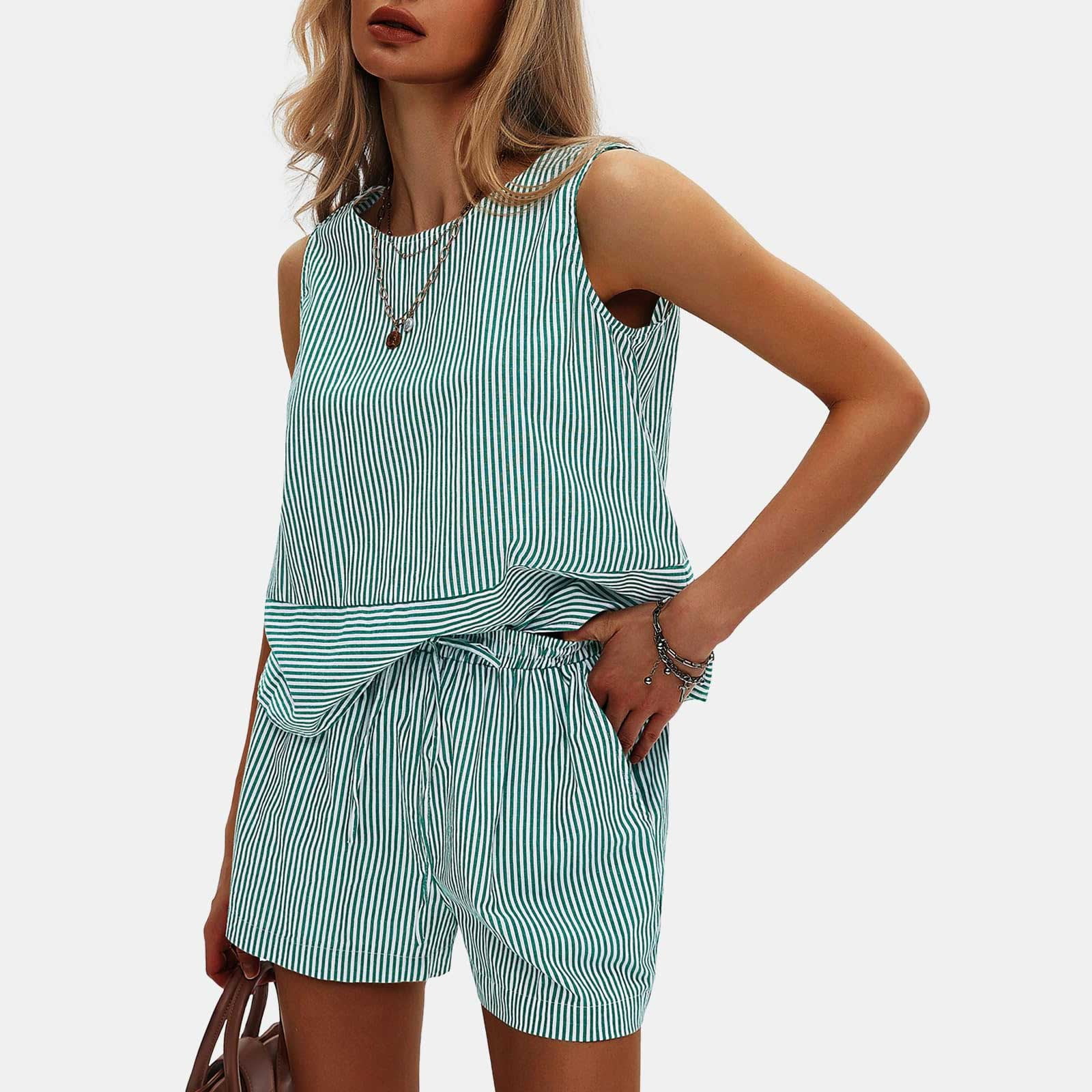 Bovemsi Women's Summer 2 Piece Outfits Sleeveless Tank Top Matching ...