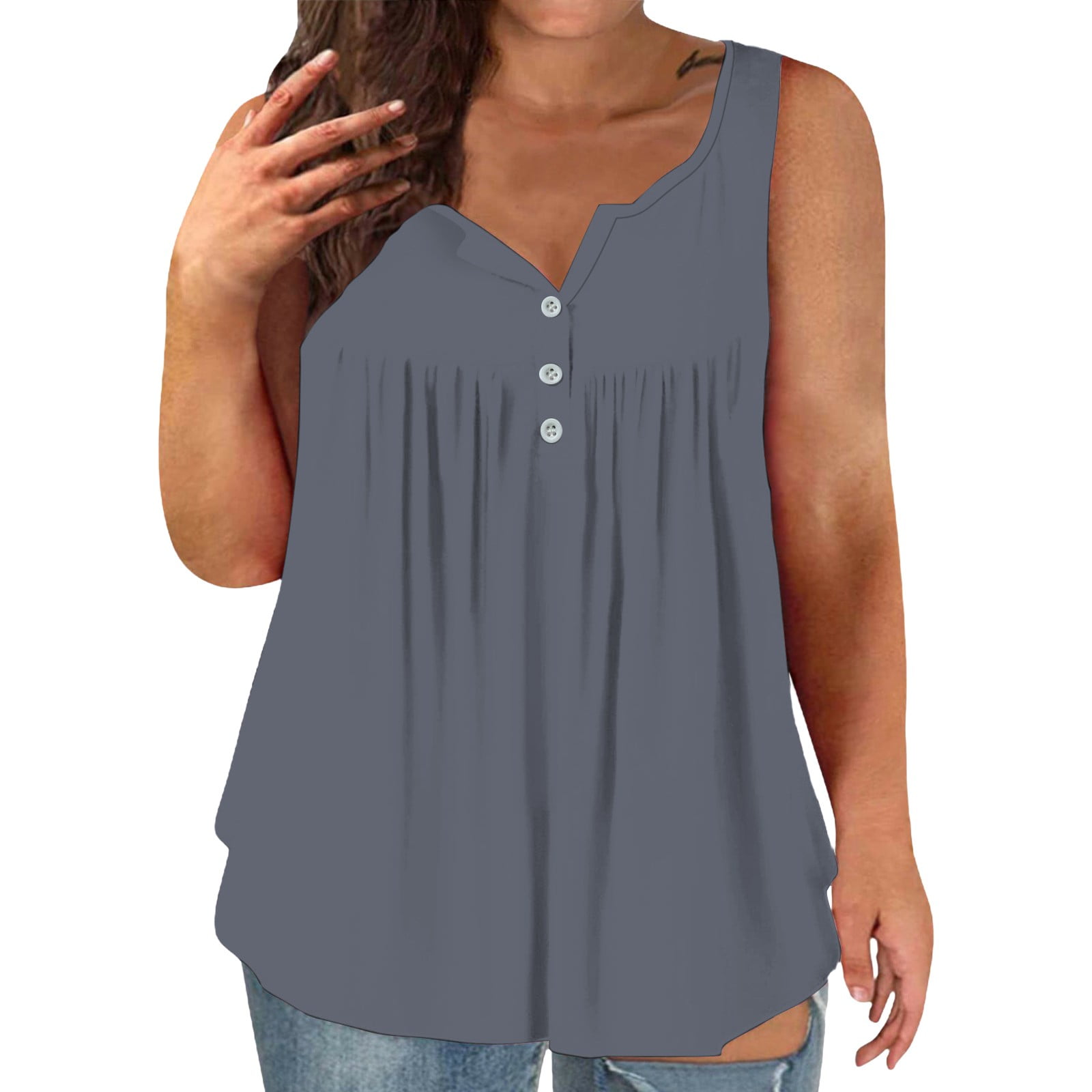 Bovemsi Women's Tanks & Camis Plus Size Summer Vest Loose Fit Round ...