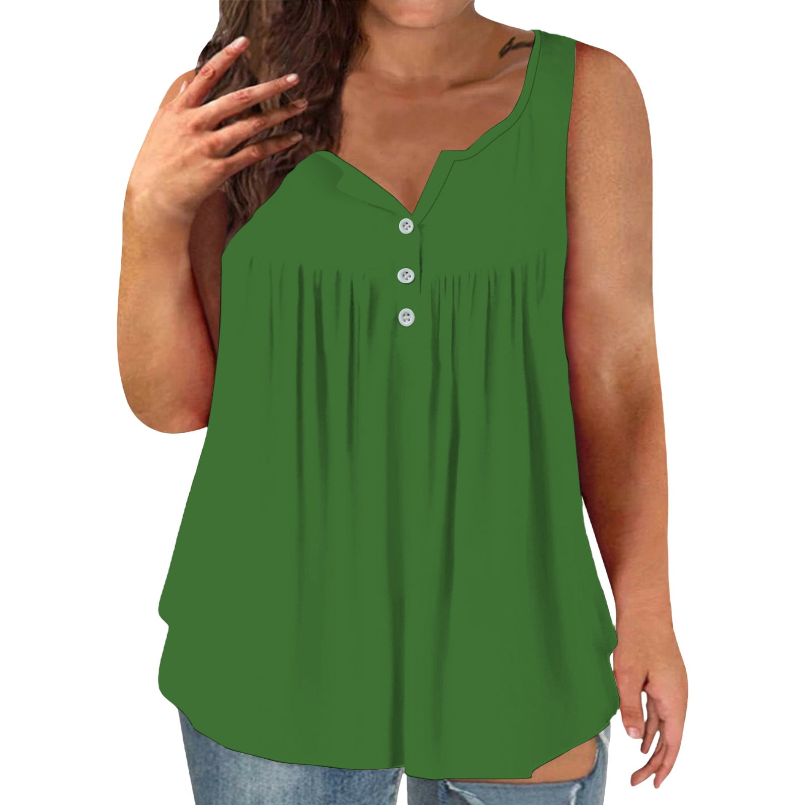 Bovemsi Women's Tanks & Camis Plus Size Summer Vest Loose Fit Round ...