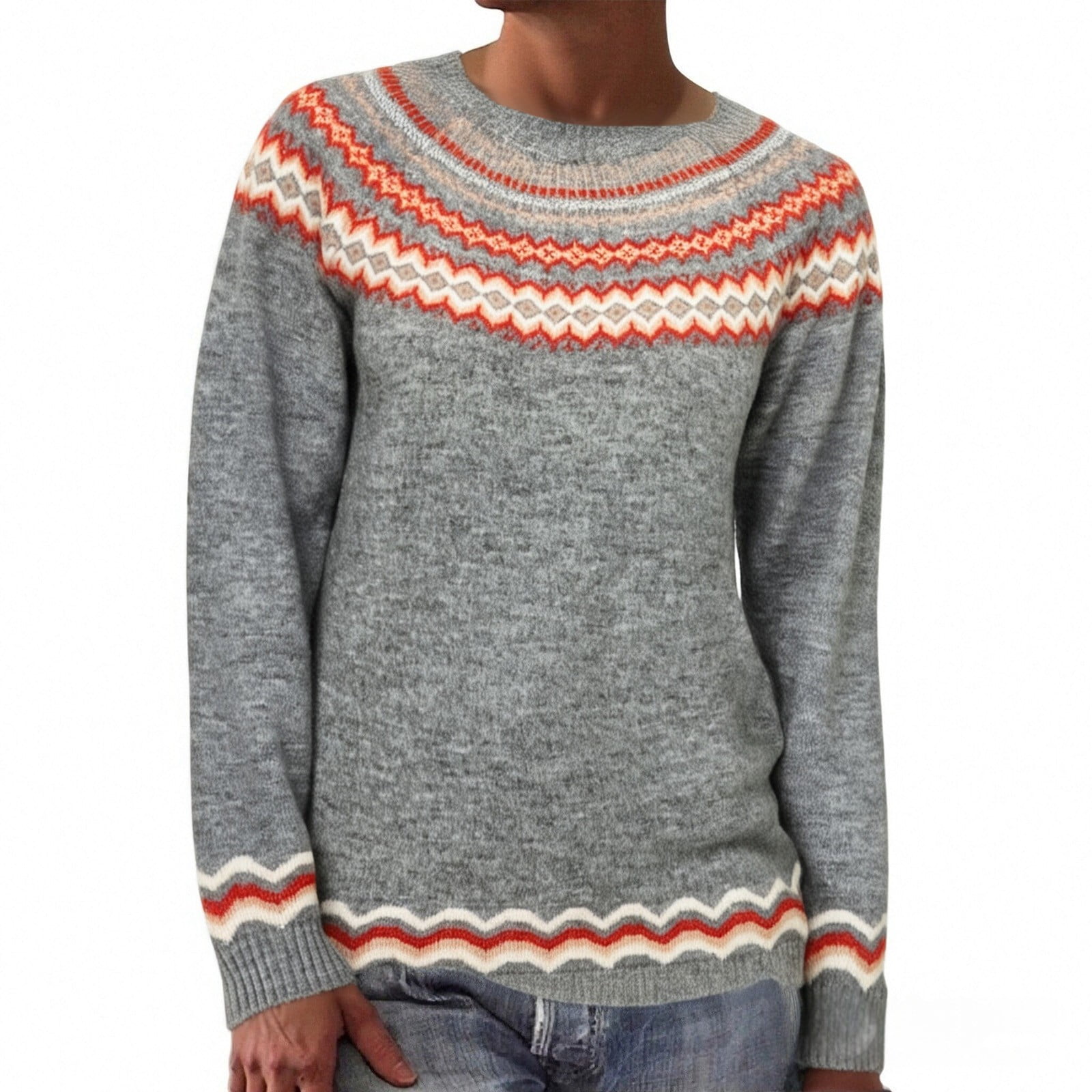 Bovemsi Womens Sweaters Casual Lightweight Isle Sweater Sleeve Crew ...